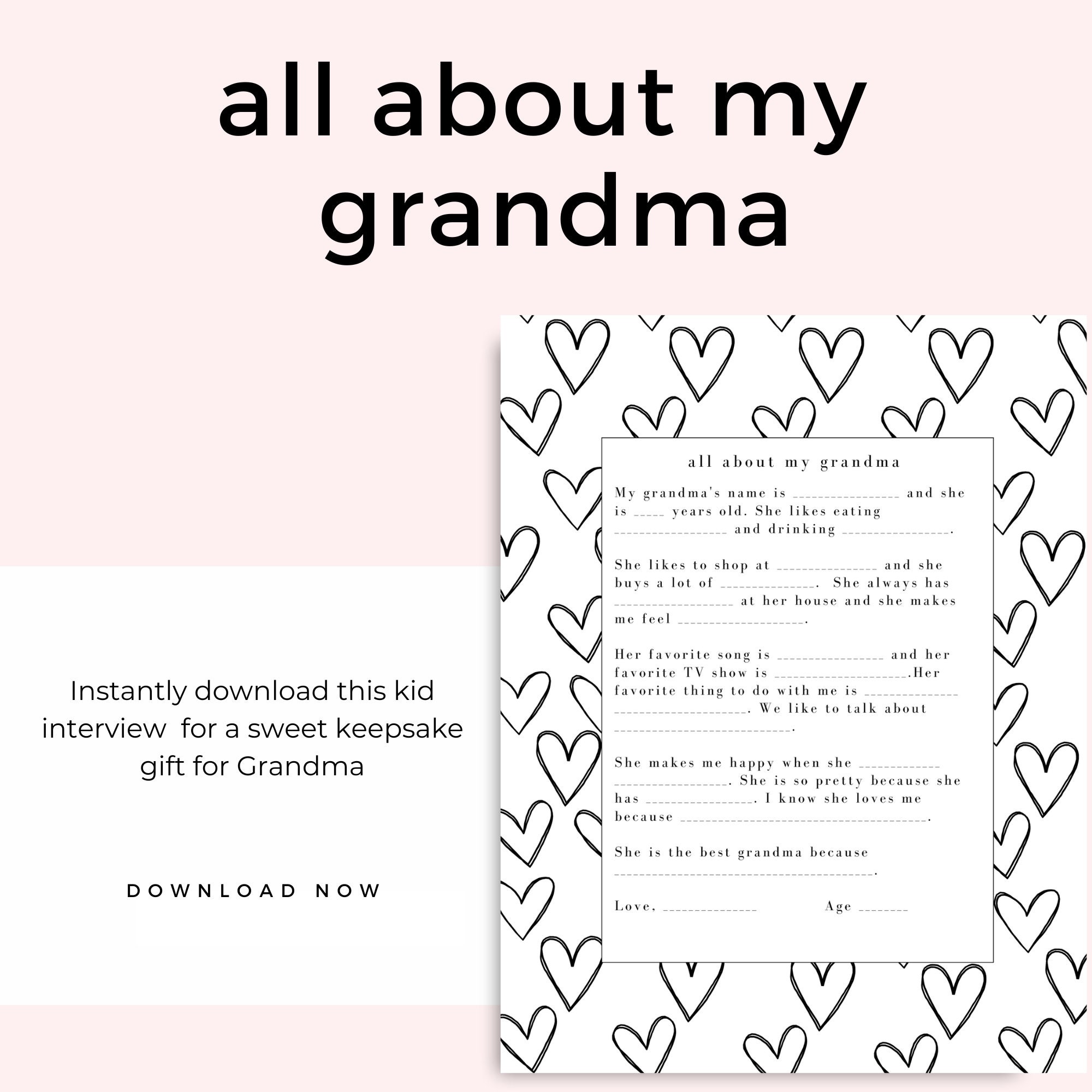 All About My Grandma Interview From Kids Printable Black and White ...