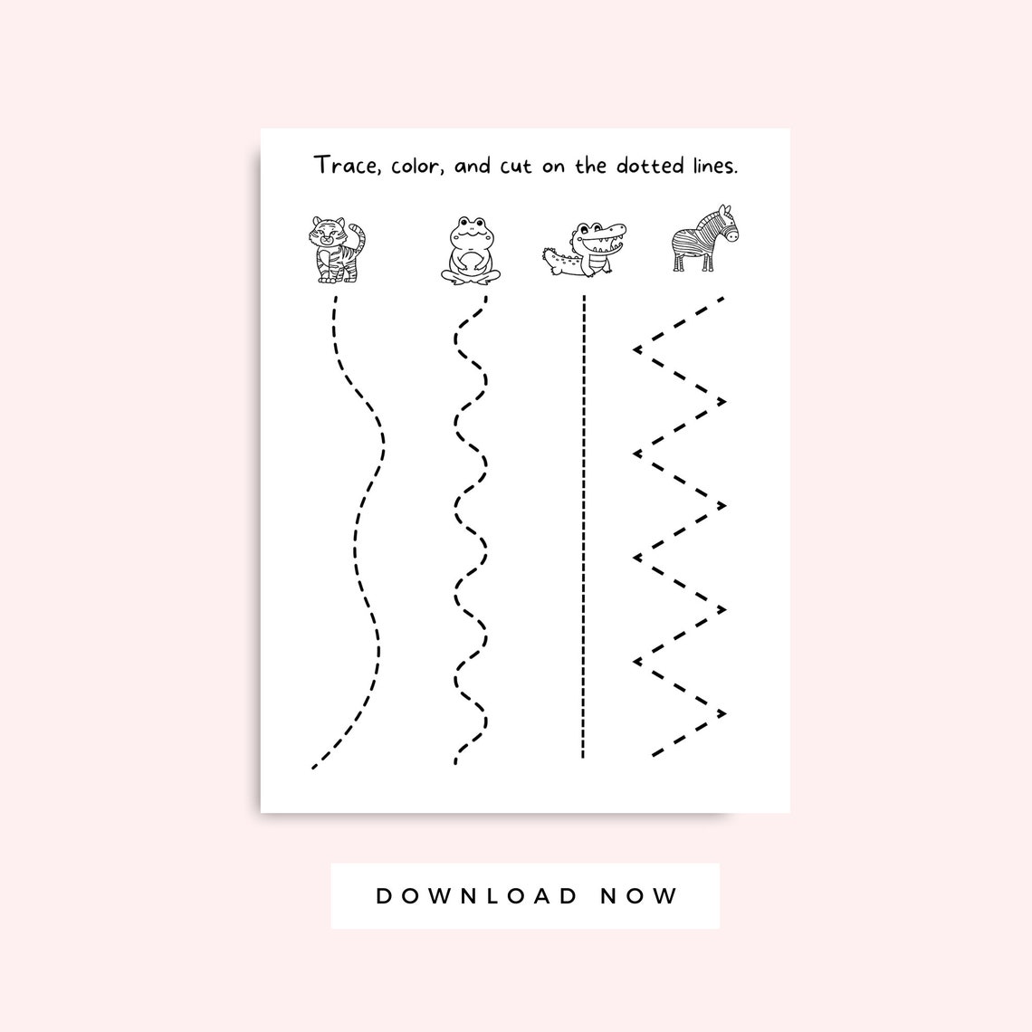 Jungle Animals Preschool Cutting and Tracing Practice, Kid Activity ...