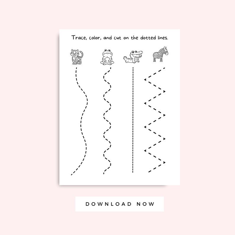 Jungle Animals Preschool Cutting and Tracing Practice Kid - Etsy