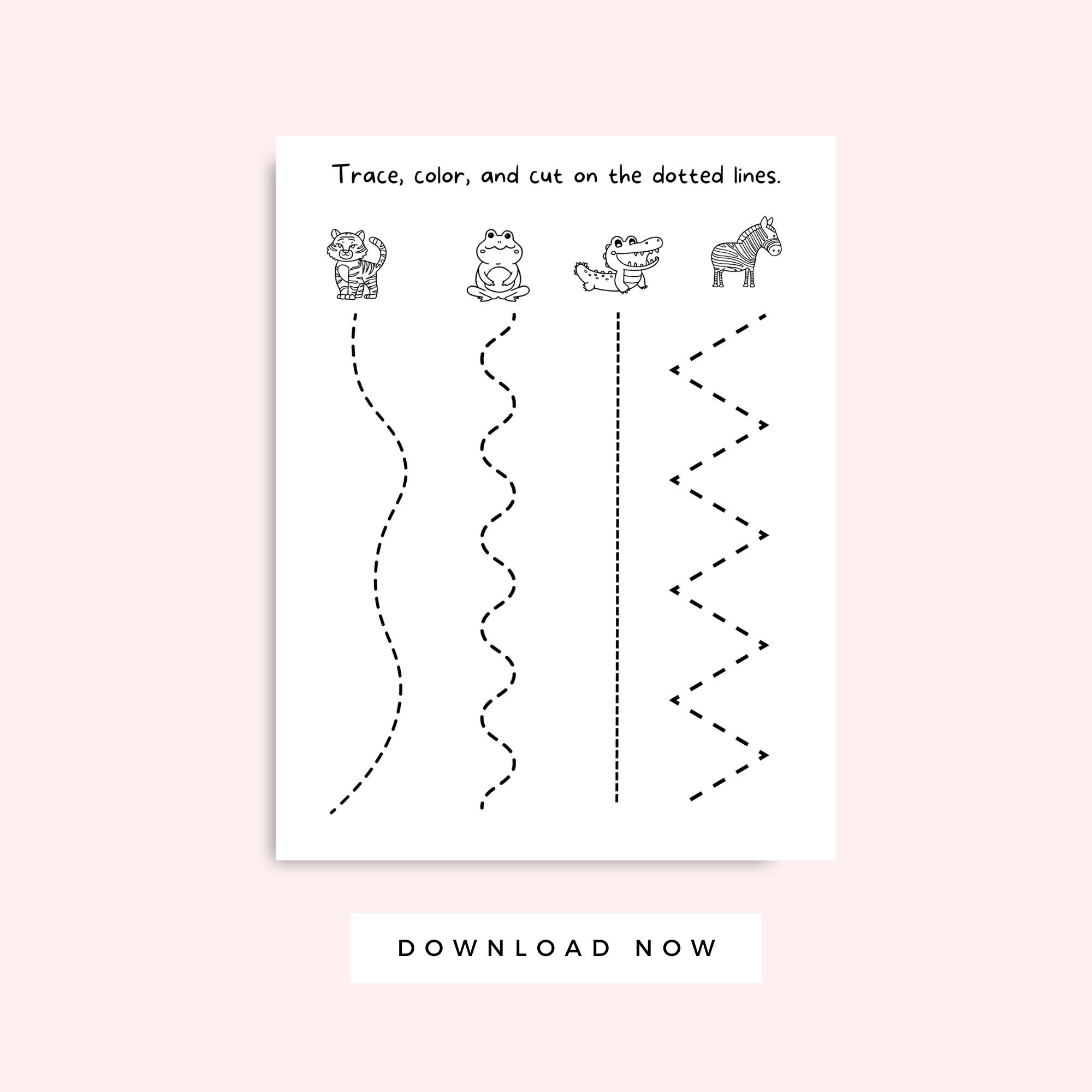 Jungle Animals Preschool Cutting and Tracing Practice, Kid Activity ...