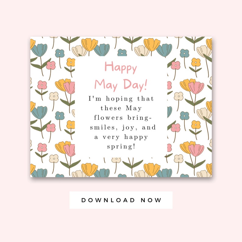 Happy May Day Printable Cards, May Day Notes, May Day Flower Gift Tag ...