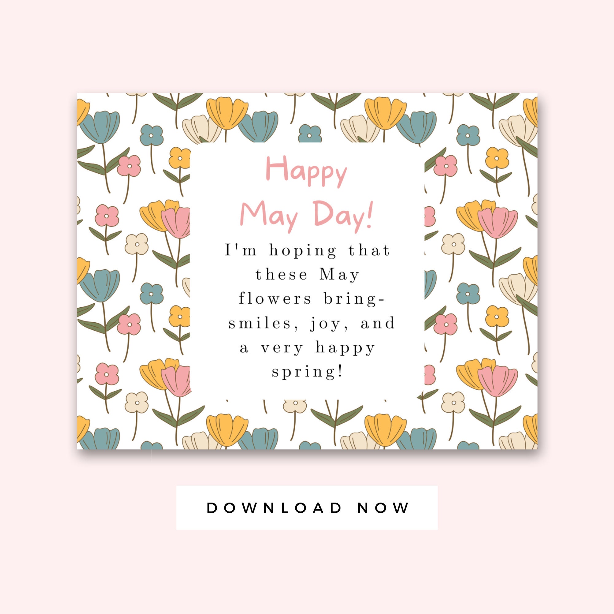 Happy May Day Printable Cards, May Day Notes, May Day Flower Gift Tag ...