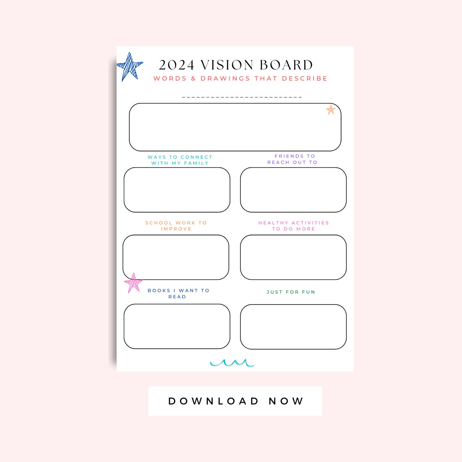 2024 Vision Board Printables for Kids New Years Coloring - Etsy