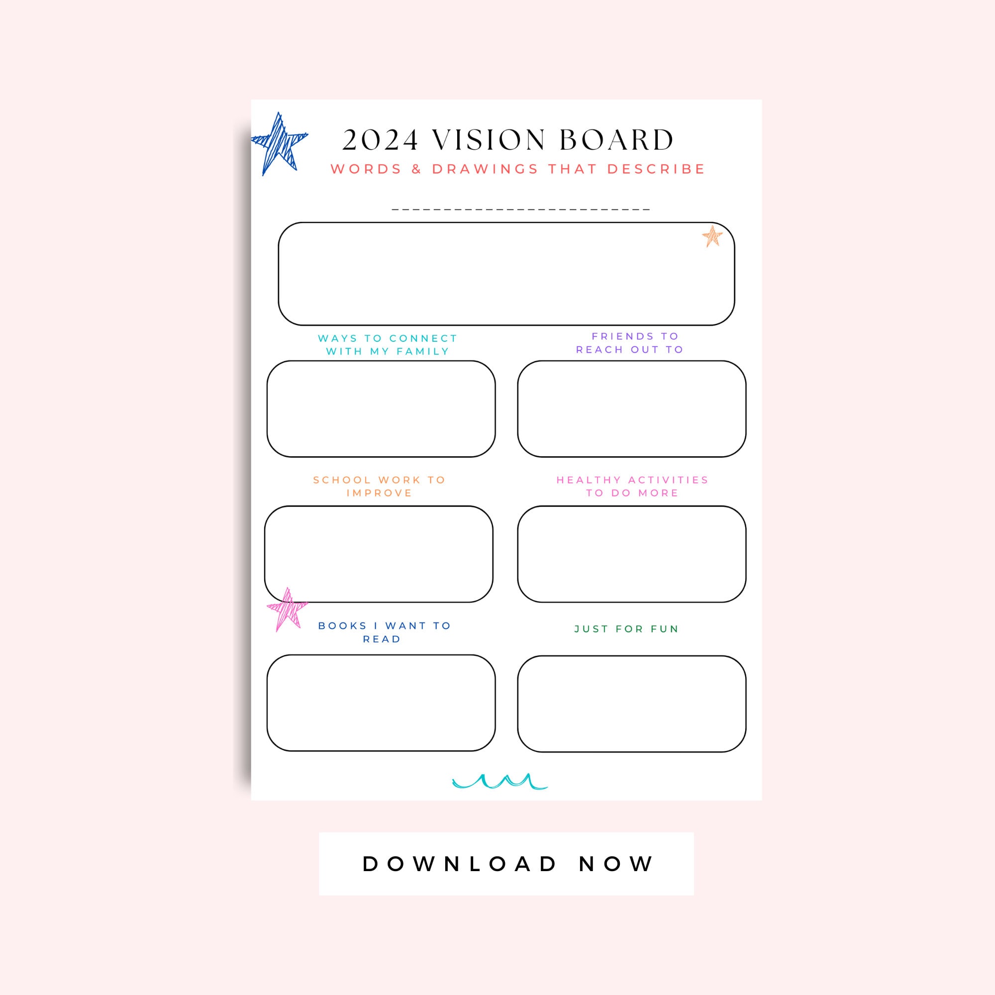 2024 Vision Board Printables for Kids New Years Coloring - Etsy