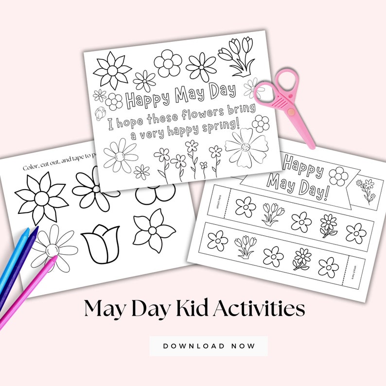 May Day Crafts for Kids Printable, Happy May Day Card, Spring Preschool ...