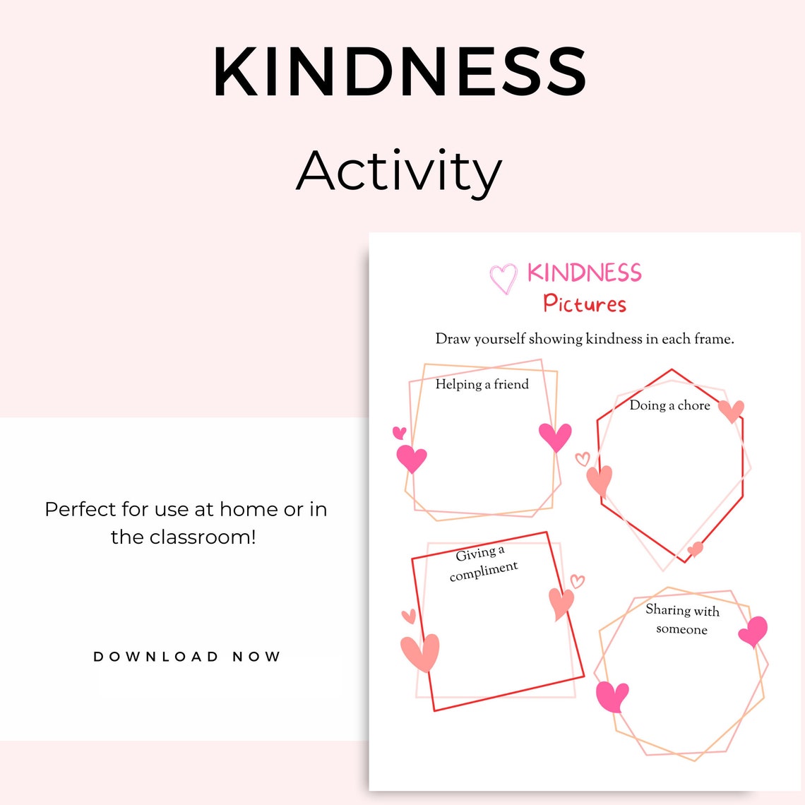 Kindness Activity for Kids Printable Coloring Page, Friendship Activity for Kids, Random Acts of ...
