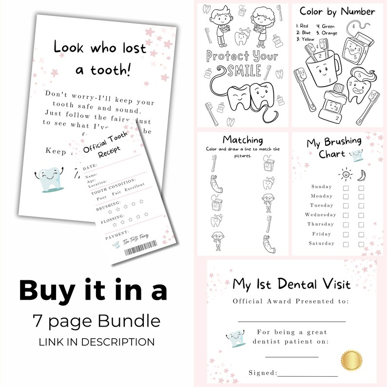 Printable Pink Tooth Fairy Letter and Lost Tooth Receipt for Kids ...