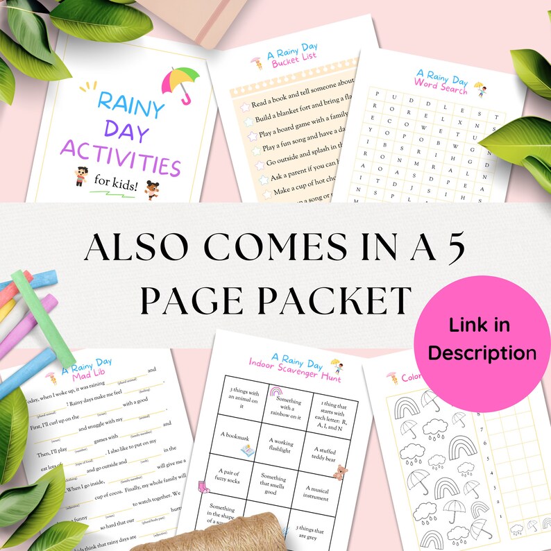 Rainy Day Bucket List Printable for Kids, Instant Download Activity ...