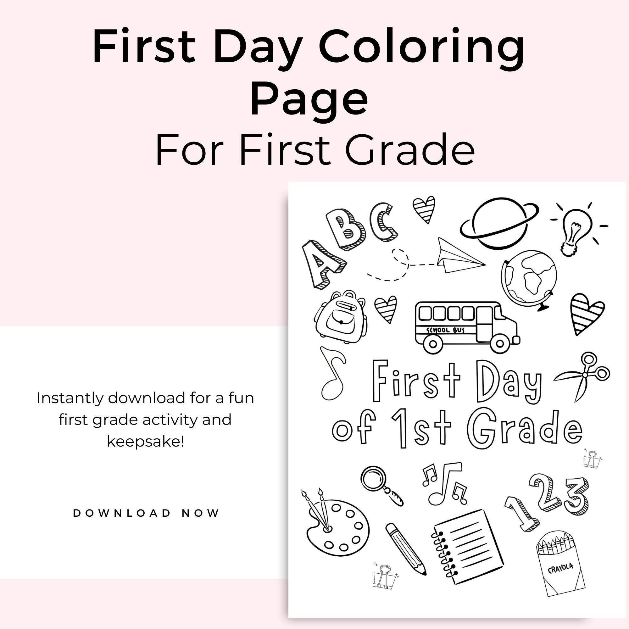 First Day of 1st Grade Printable Bundle, First Grade School Activities ...