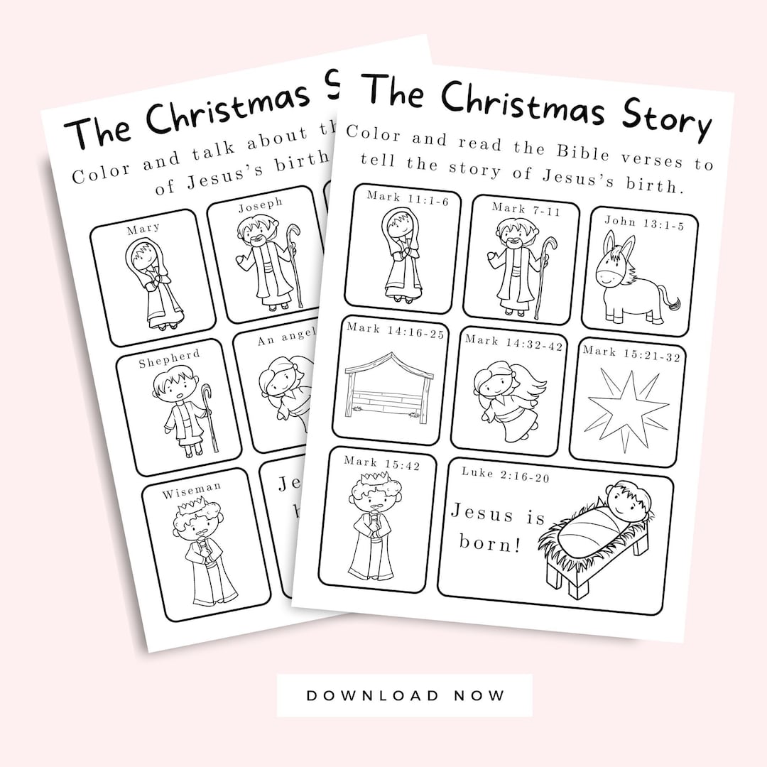 Christmas Nativity Coloring Sheet, Christmas Story Bible Verse Activity ...