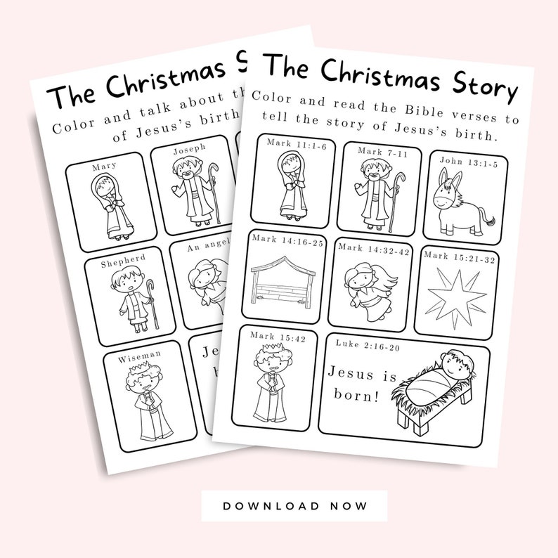 Christmas Nativity Coloring Sheet, Christmas Story Bible Verse Activity ...