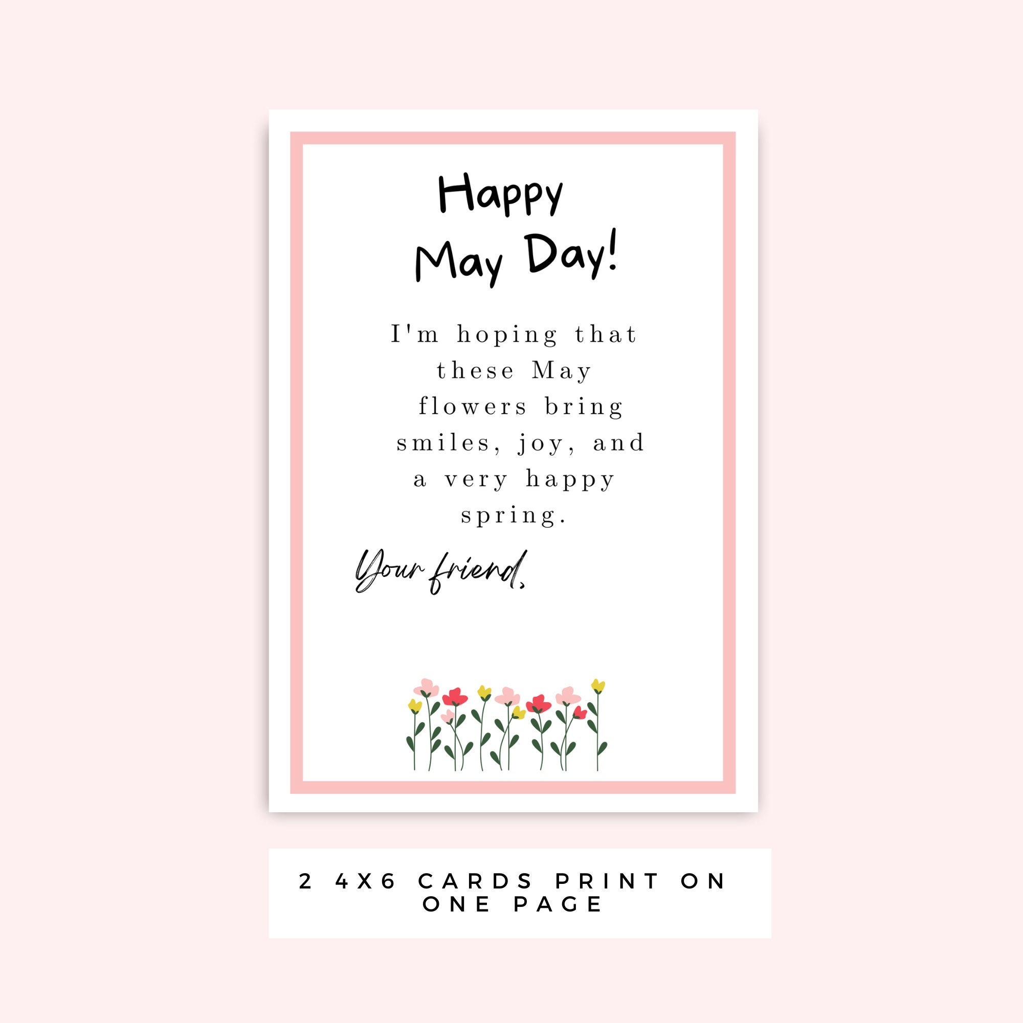 May Day Cards for Kids Printable 4x6 Inch With Flower Cutouts, May Day ...
