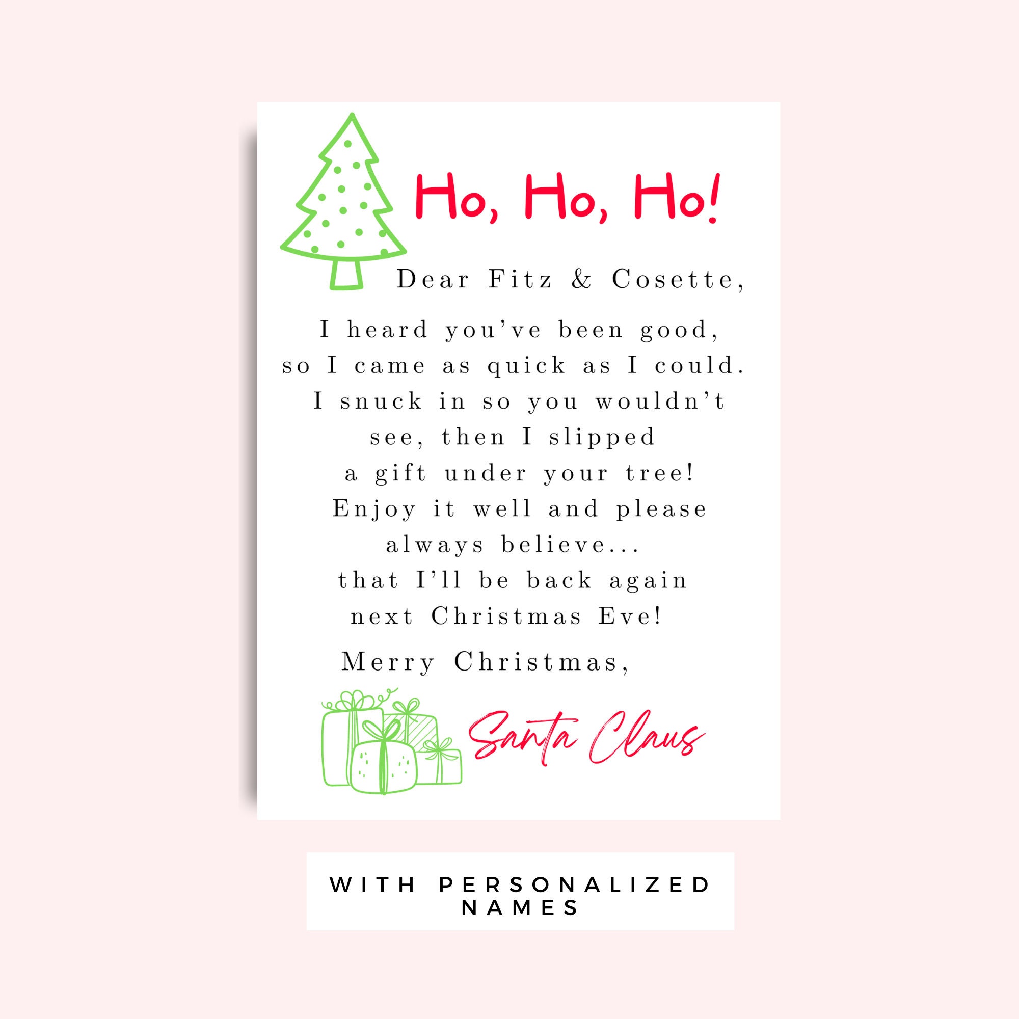 Santa Letter for Kids Printable, Printable Card From Santa for Kids on ...