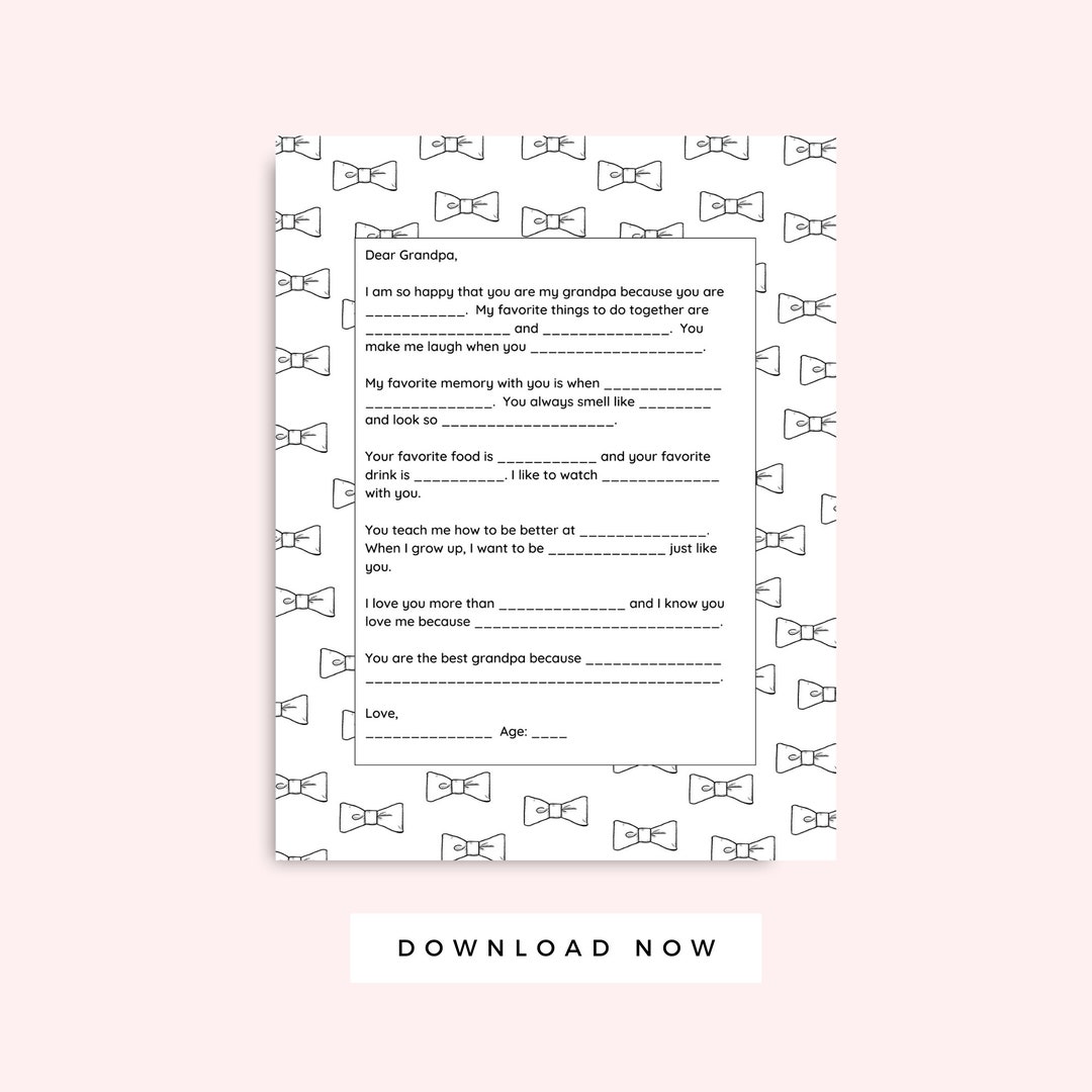 Father's Day Grandpa Coloring Page, Dear Grandpa Kid Interview Letter ...