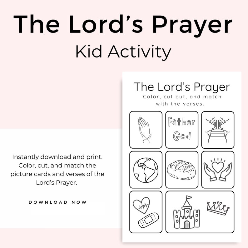The Lords Prayer Activity, Printable Bible Verse Sunday School Activity ...