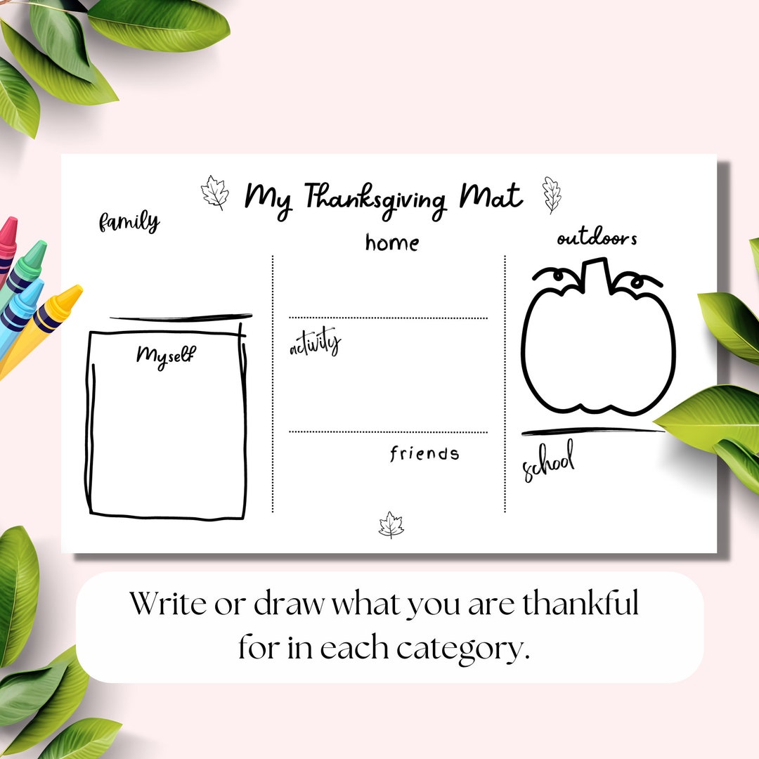 Thanksgiving Placemat for Kids, Printable Thanksgiving Kid Activity ...
