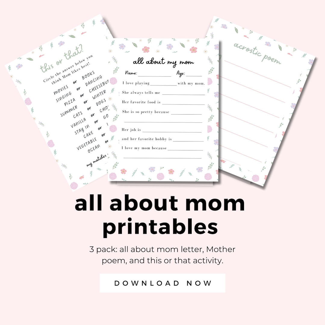 Mother's Day Letter From Kids, Mom's Birthday Card Printable Gift, All ...