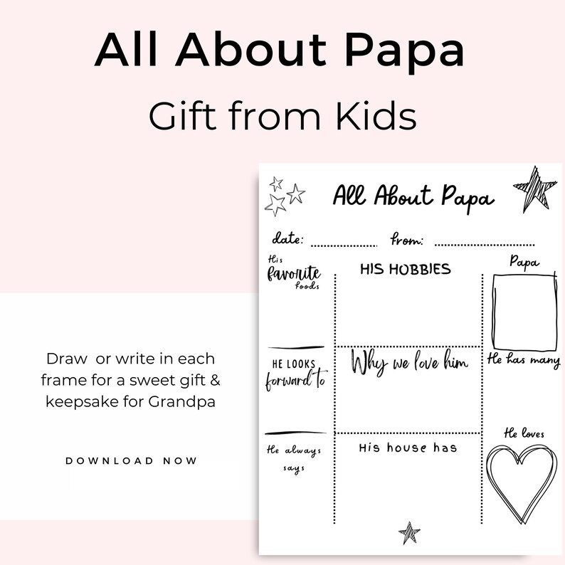 All About Papa Board, Father's Day Grandpa Coloring Page, , Grandparent ...