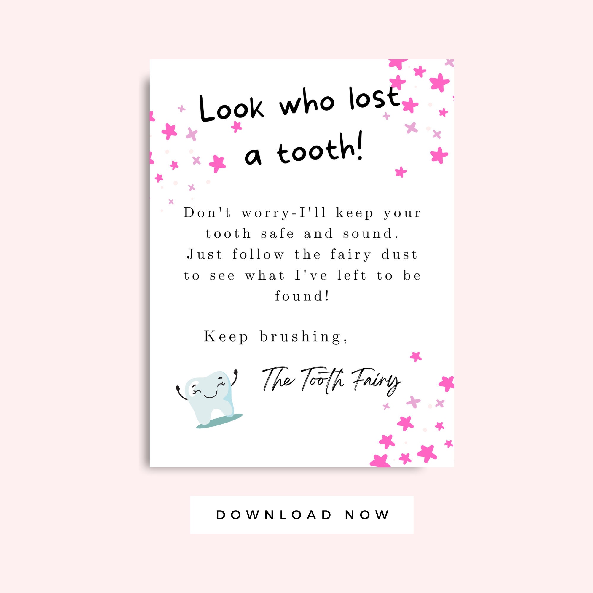 Tooth Fairy Letter and Lost Tooth Receipt for Kids Printable, Tooth ...
