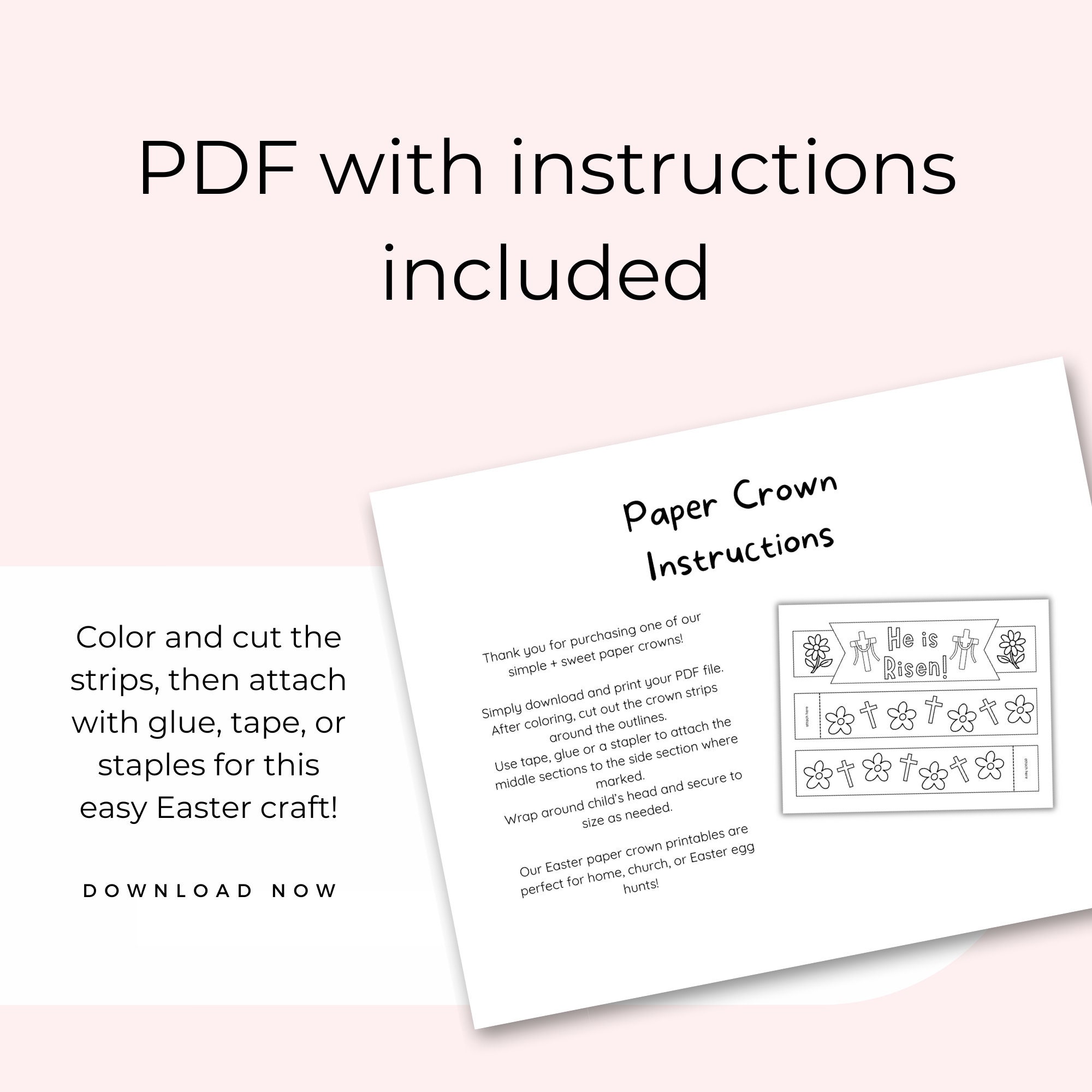 He is Risen Printable Easter Crown for Kids, Resurrection Sunday School ...