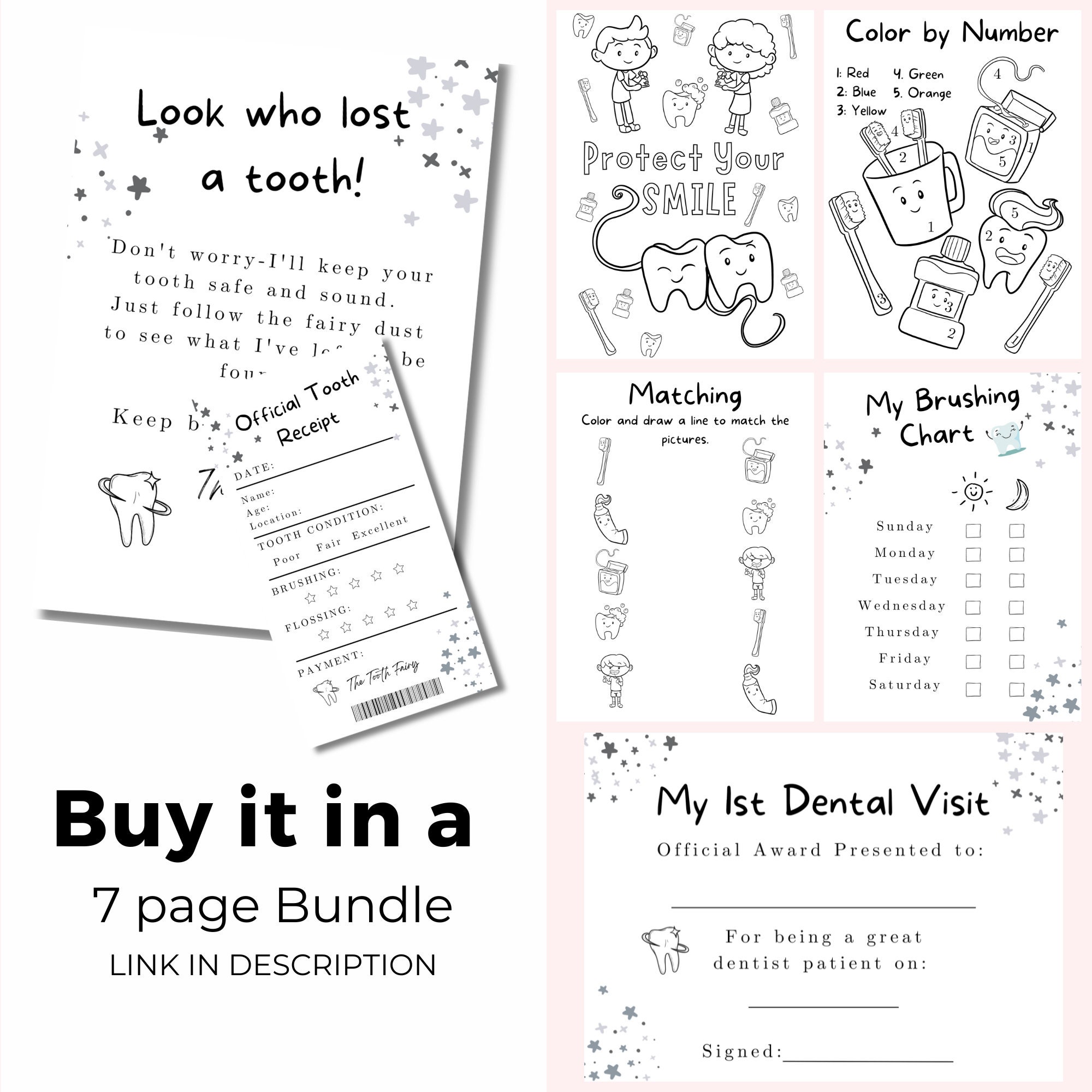Tooth Brushing Chart Printable for Kids, Preschool Dental Health ...