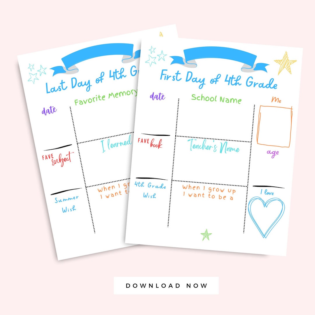 First and Last Day of School Sign 4th Grade Printable, Back to School ...