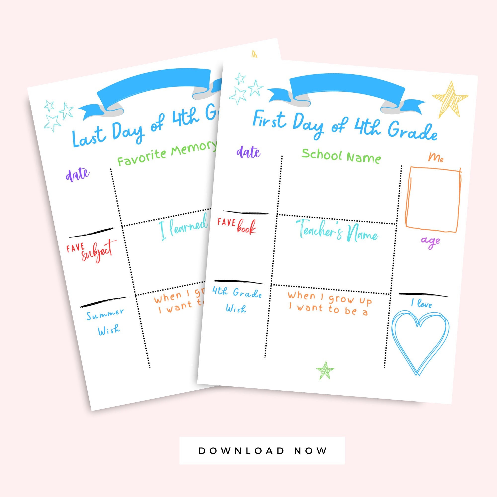 First and Last Day of School Sign 4th Grade Printable, Back to School ...