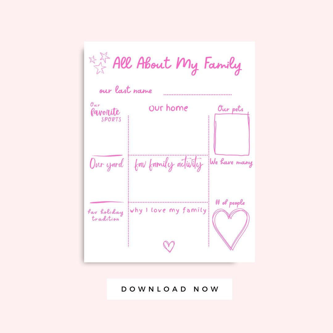 All About My Family Activity Page for Preschoolers Pink, Family ...