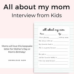 Mother's Day Letter From Kids, Mom's Birthday Card Printable Gift, All ...