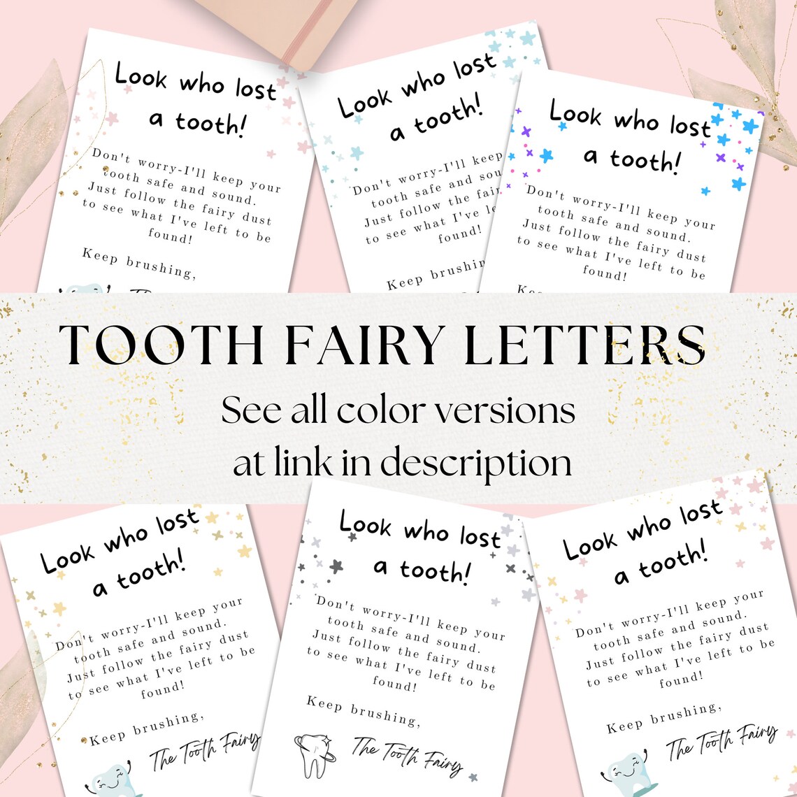 Tooth Fairy Letter and Lost Tooth Receipt for Kids Printable Gold ...