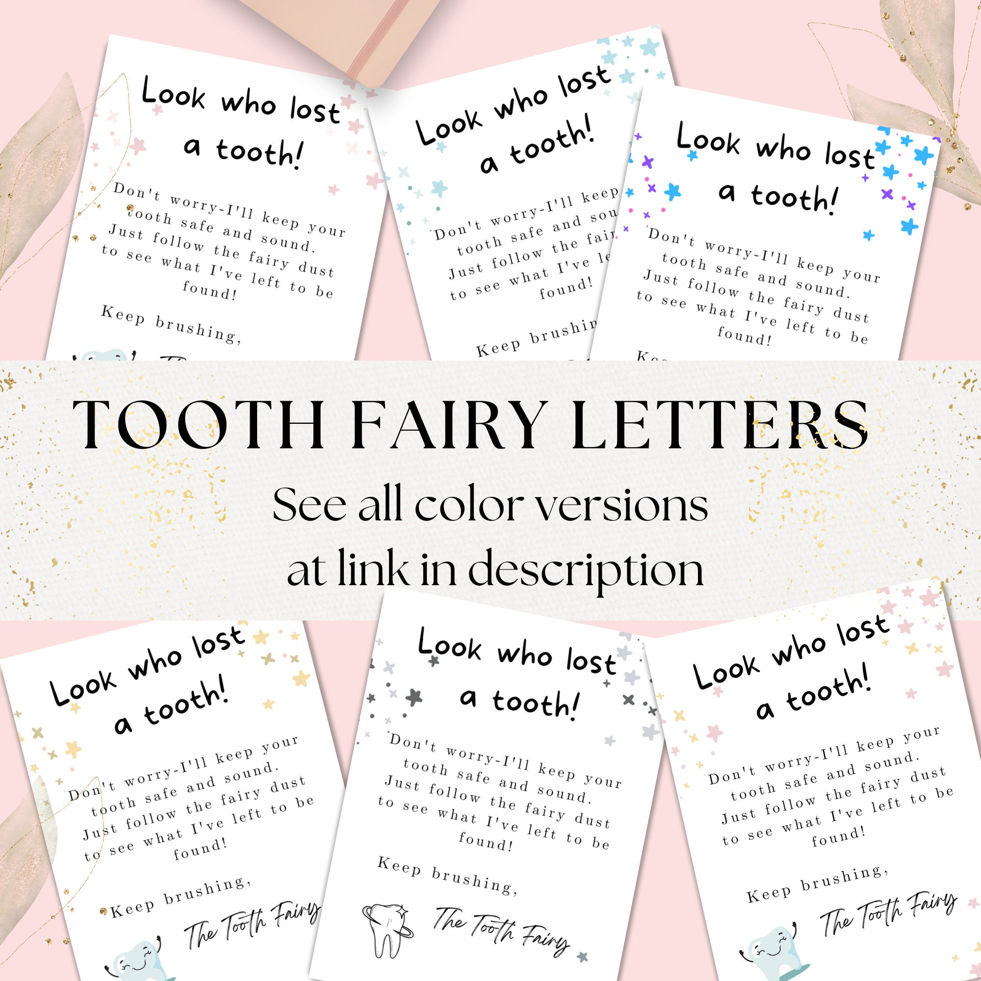 Tooth Fairy Letter and Lost Tooth Receipt for Kids Printable Gold ...