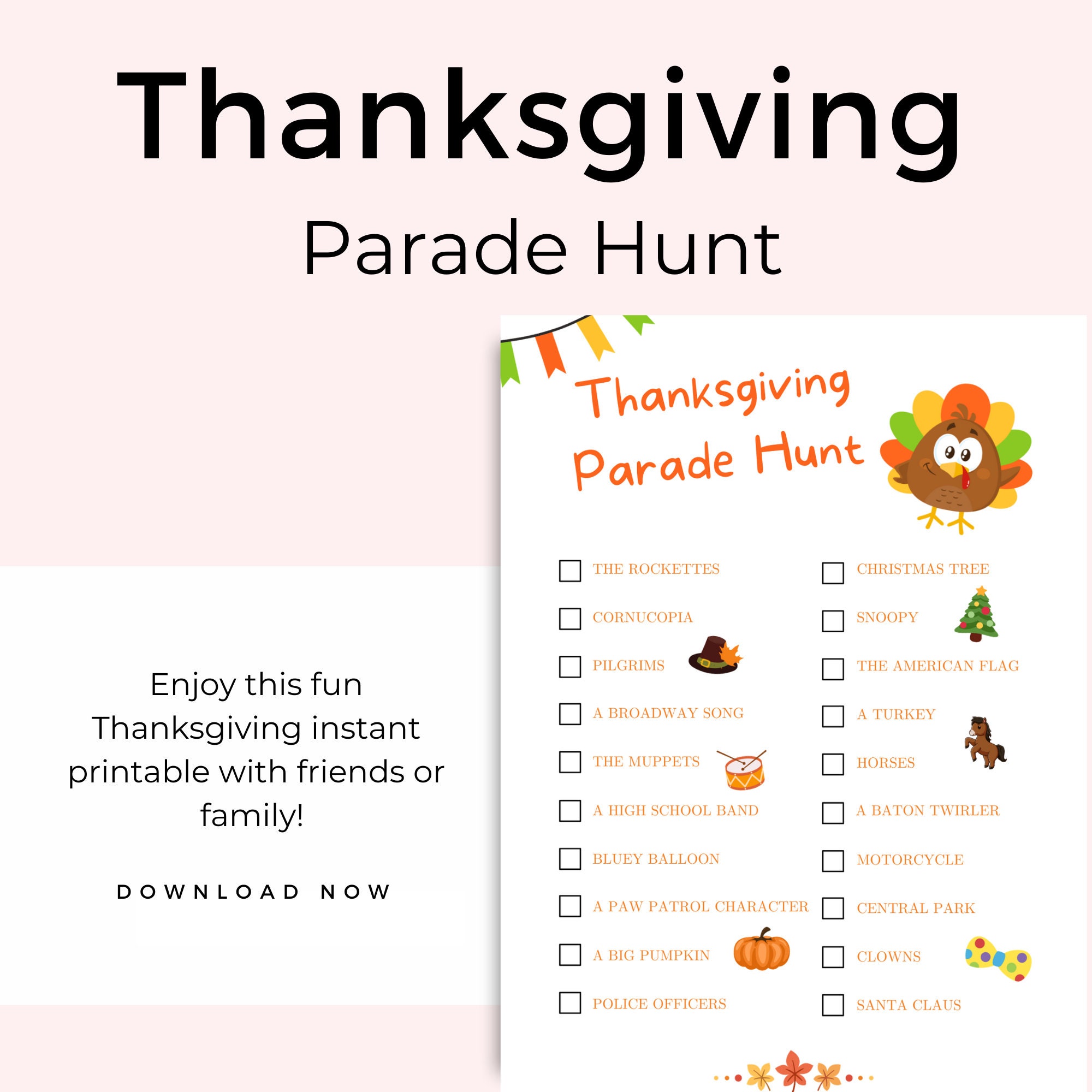 Turkey Disguise Activity for Kids, Thanksgiving Parade Scavenger Hunt ...