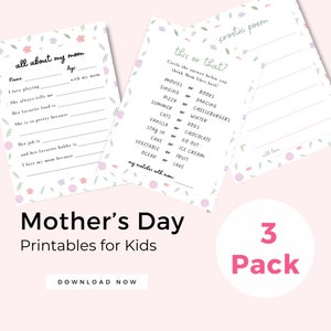 Mother's Day Letter From Kids, Mom's Birthday Card Printable Gift, All ...