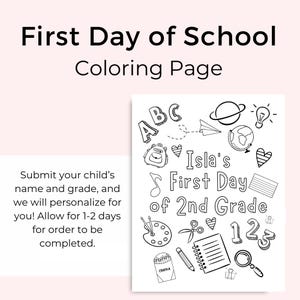 Personalized First Day of School Coloring Page, 1st Day of School ...
