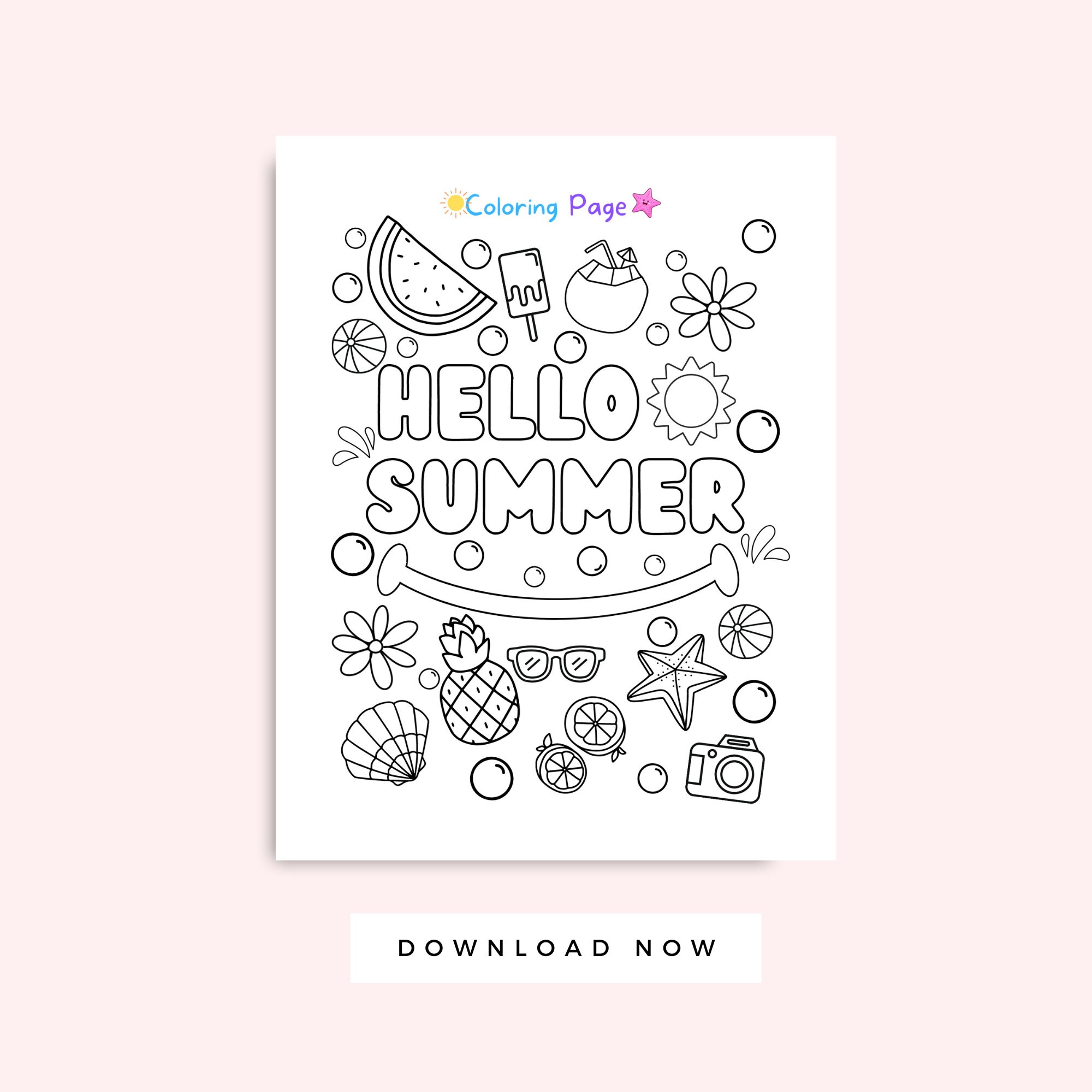 Summer Fun Activity Packet for Kids, 50 Multicolor Summer Worksheets ...