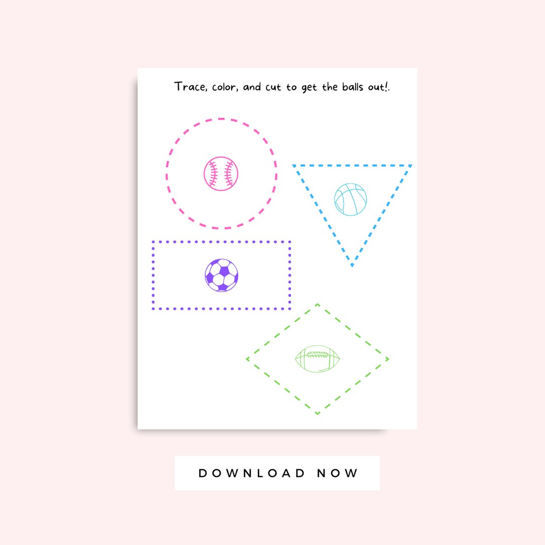 Preschool Scissor Skills Printable Worksheet, Tracing Shapes and ...