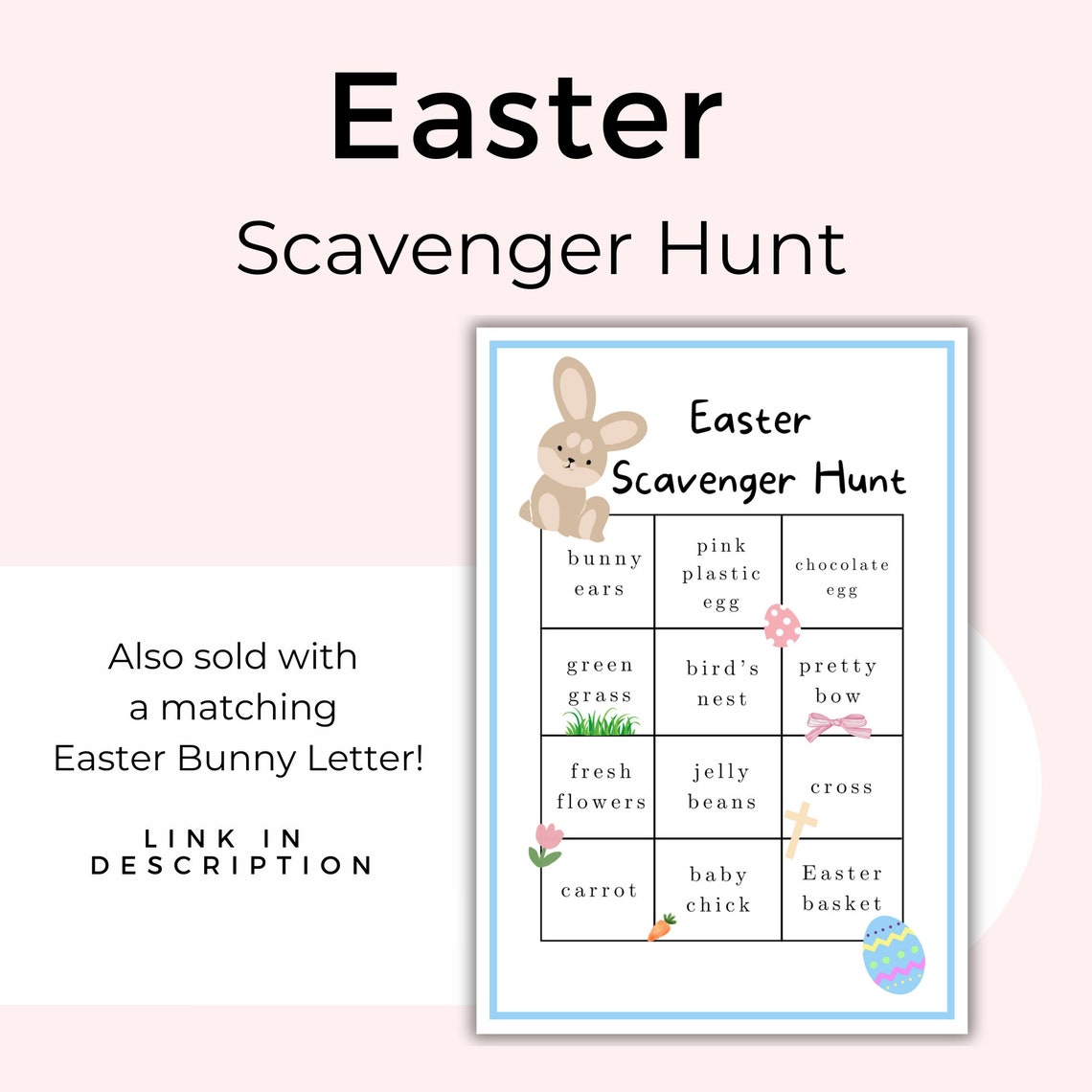 Easter Bunny Letter for Kids Printable Blue, Kid Activity for Easter ...
