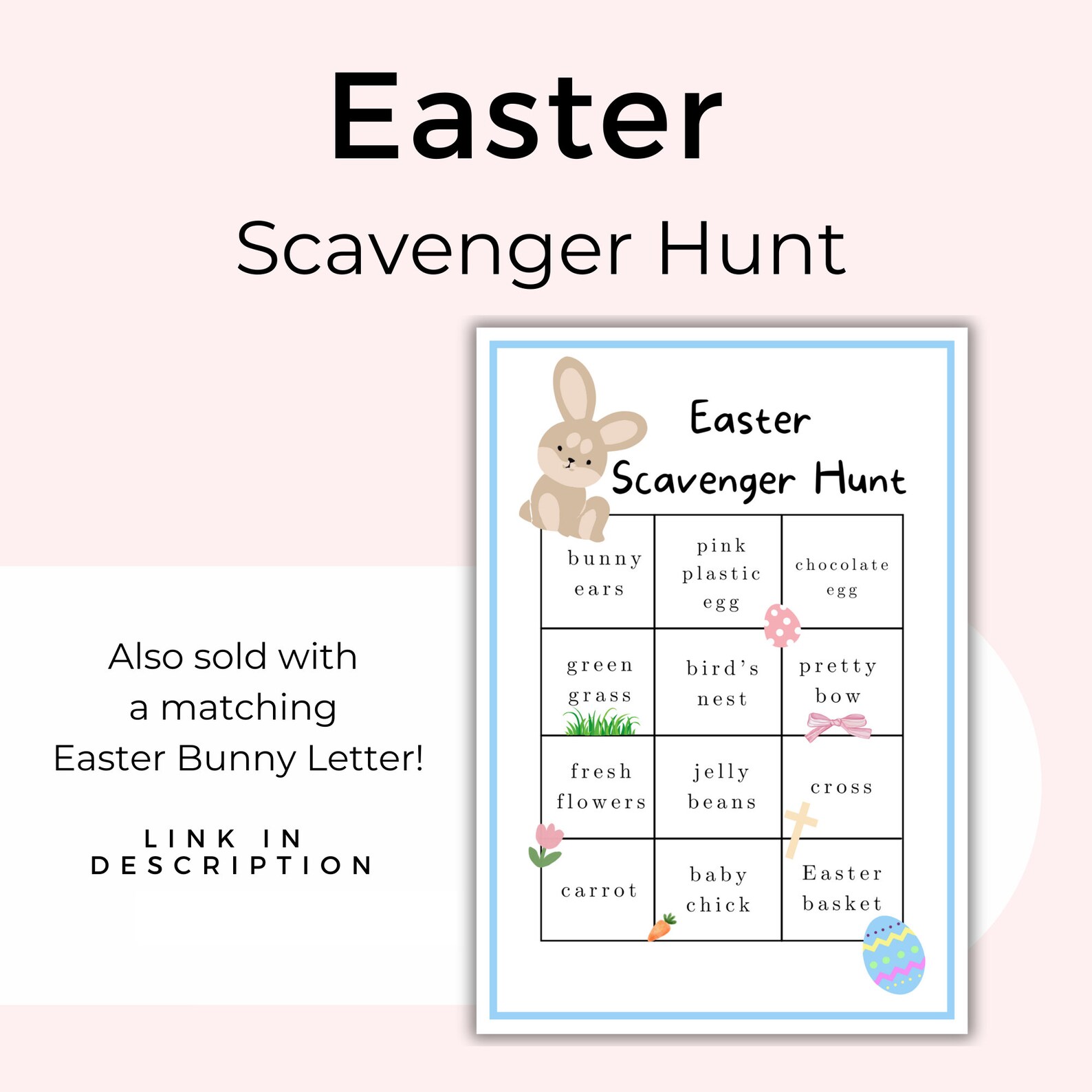 Easter Bunny Letter for Kids Printable Blue, Kid Activity for Easter ...