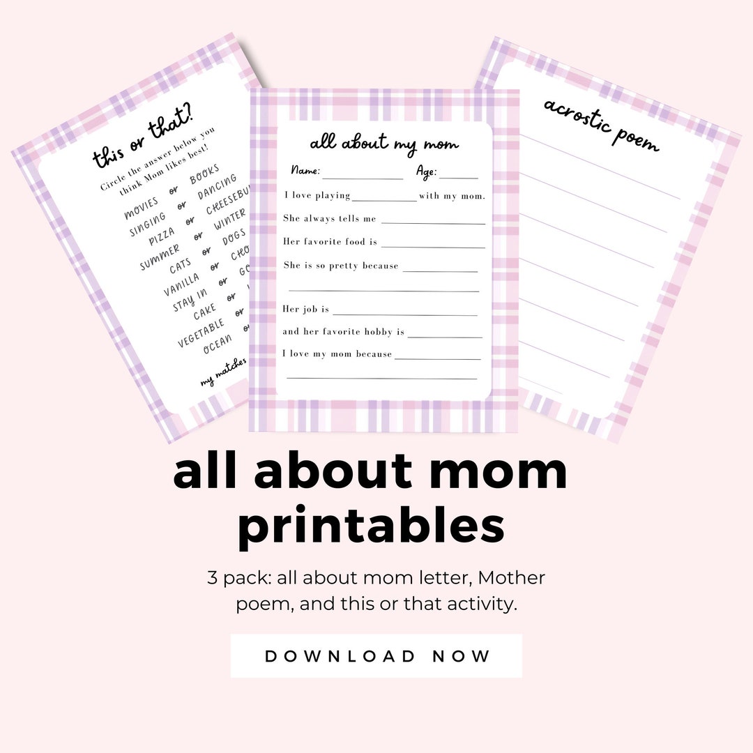 Mother's Day Letter From Kids, 3 Printables for Mom, Mom's Birthday ...