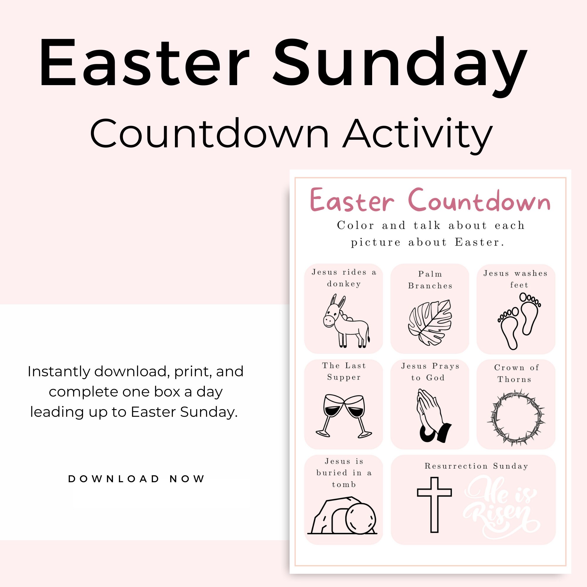 Printable Easter Countdown for Kids, Good Friday Activity for Toddlers ...