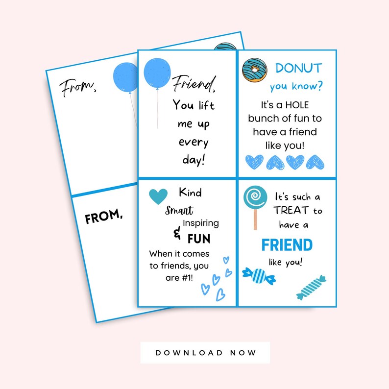 Blue Valentine's Day Card for Classmates, Printable Valentine Card ...