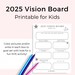 2025 Vision Board Printable for Kids, Home Learning Activity, Kids ...