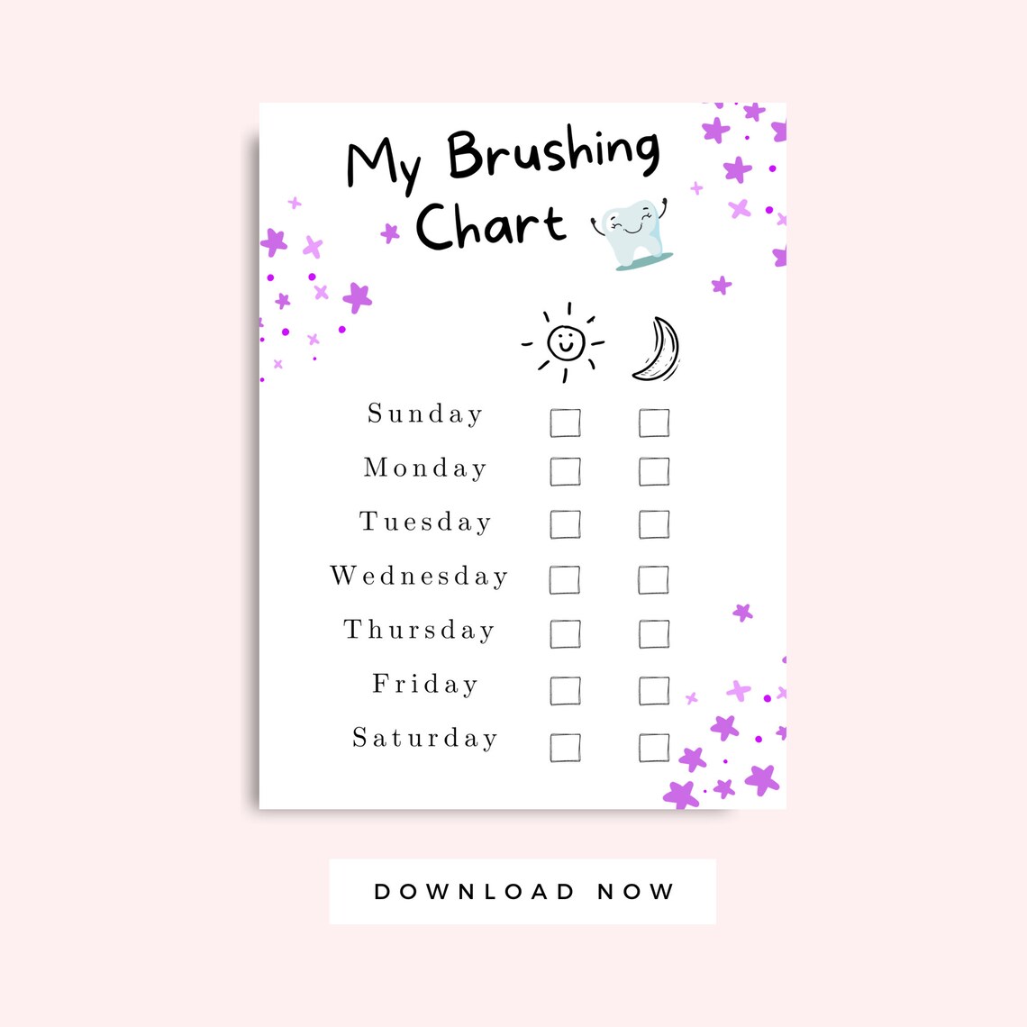 Kids Tooth Brushing Chart Printable, Dental Health for Preschool ...