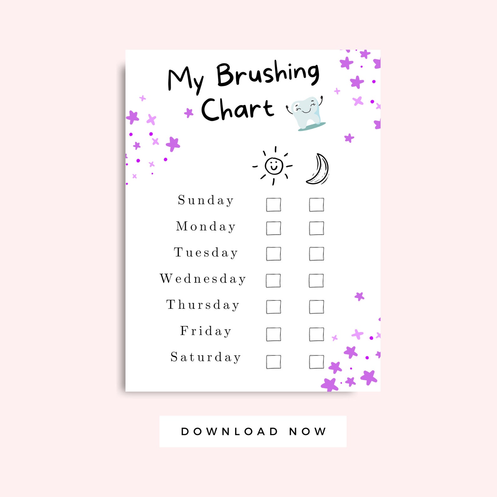 Kids Tooth Brushing Chart Printable, Dental Health for Preschool ...