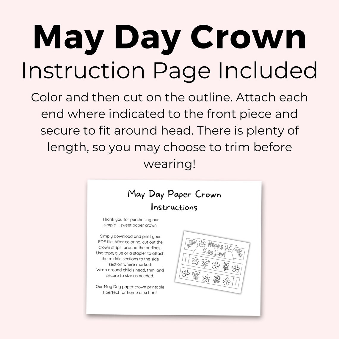 May Day Printable Crown Craft for Kids, Happy May Day Activity, Spring ...