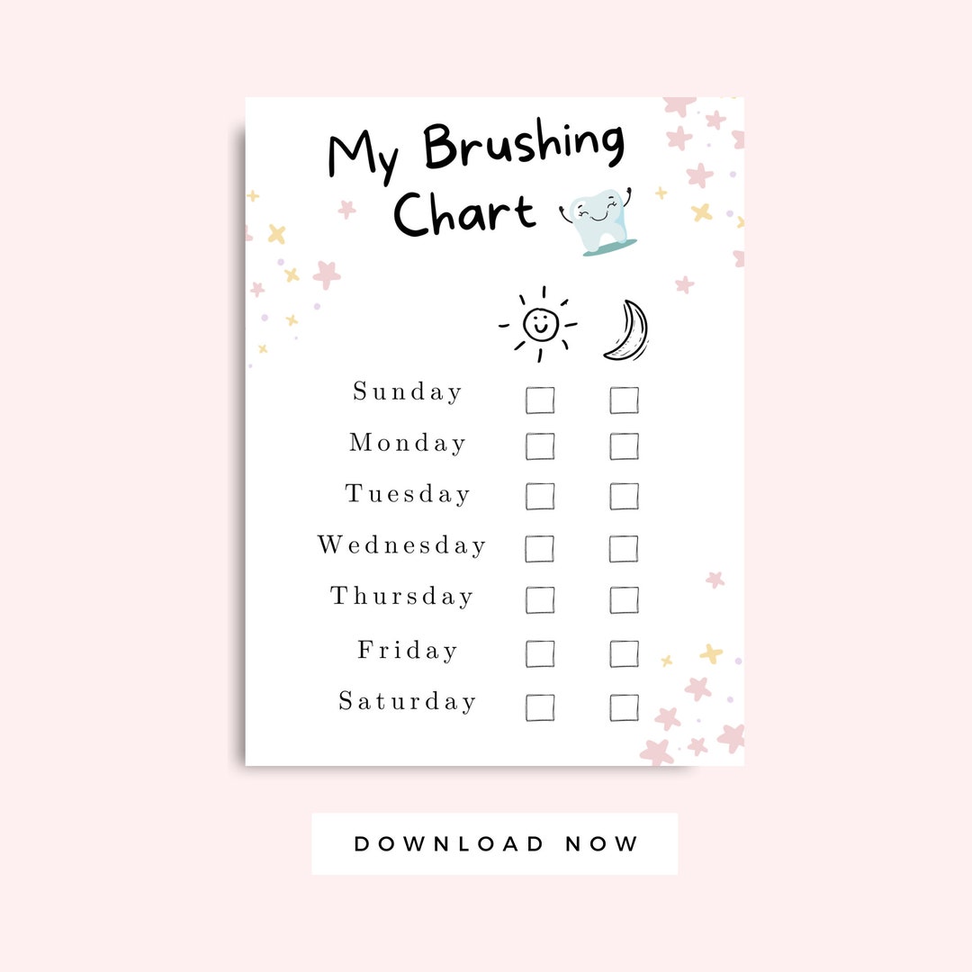 Tooth Brushing Chart Printable for Kids, Dental Health for Preschool ...
