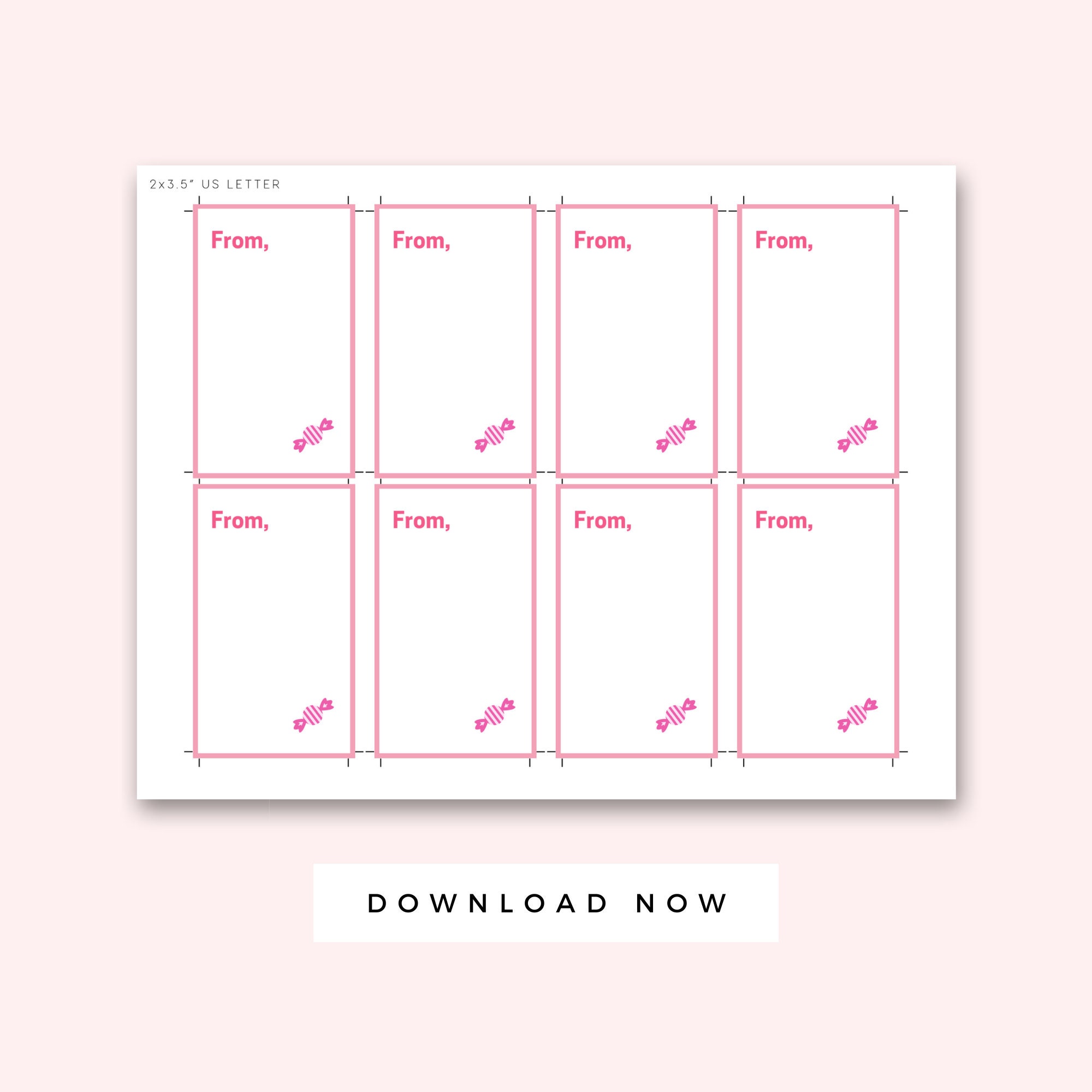 Pink Treat Valentine's Day Cards for Classmates, Candy, Instant ...