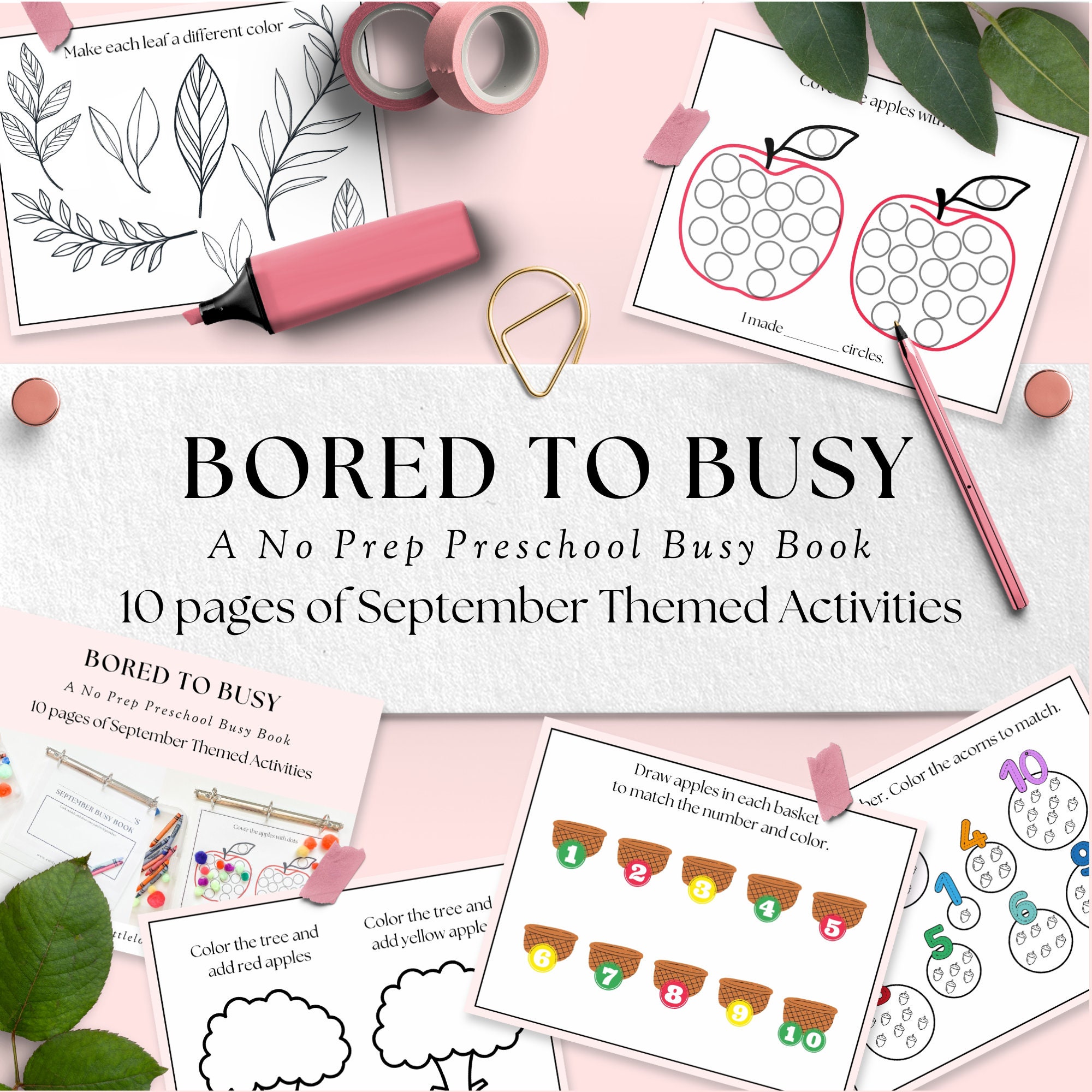 September Busy Book, Printable Preschool Busy Book, NO PREP Busy Book ...