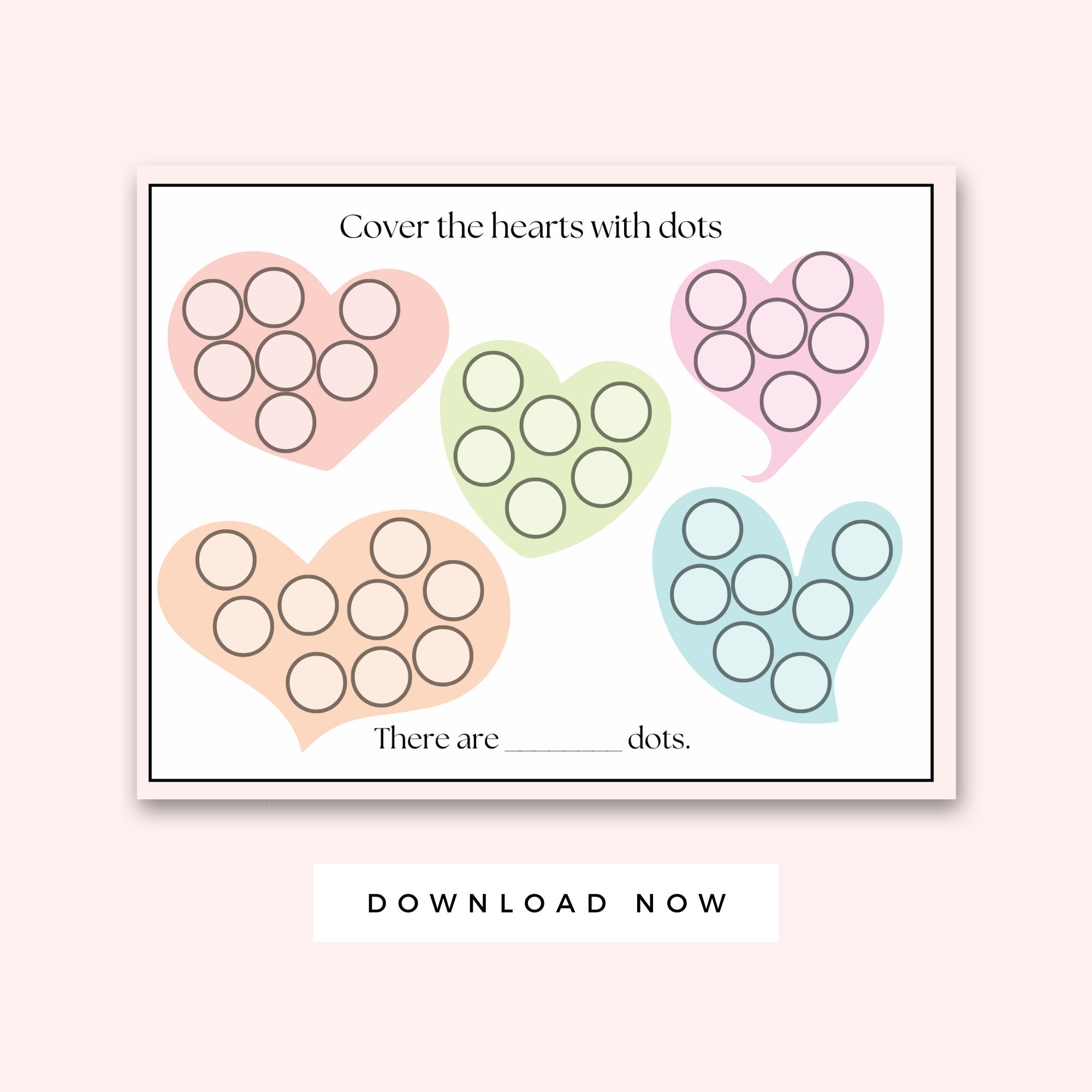 Heart Do a Dot Worksheet, Valentine Activity, February, Printable ...