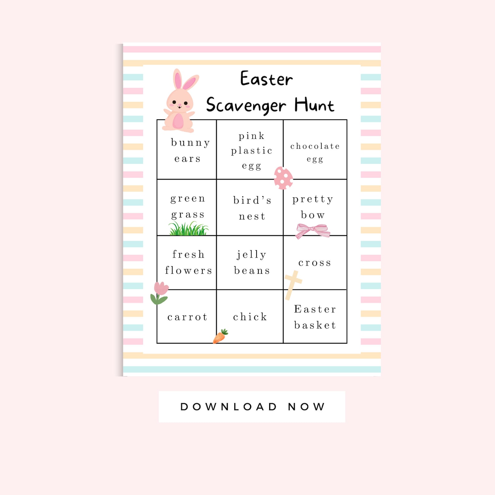 Printable Easter Bunny Letter for Kids Striped, Easter Scavenger Hunt ...